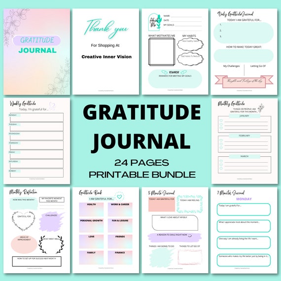 Gratitude Journal Printable BUNDLE Gratitude Template Daily - Etsy