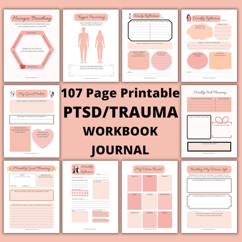 Trauma/ptsd Processing Workbook Journal Printable, CBT Anxiety Workbook ...