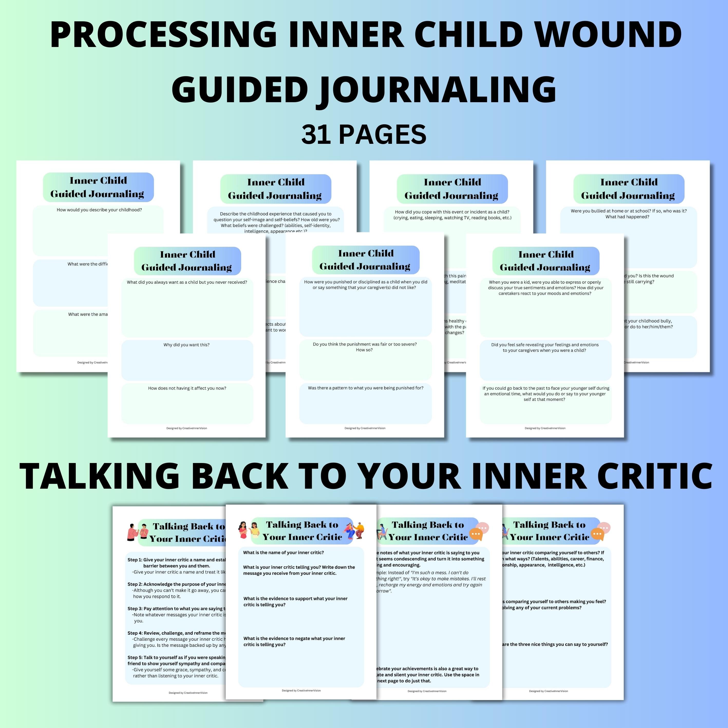 Heal Your Inner Child Workbook Journal BUNDLE, Reparenting Inner Child ...