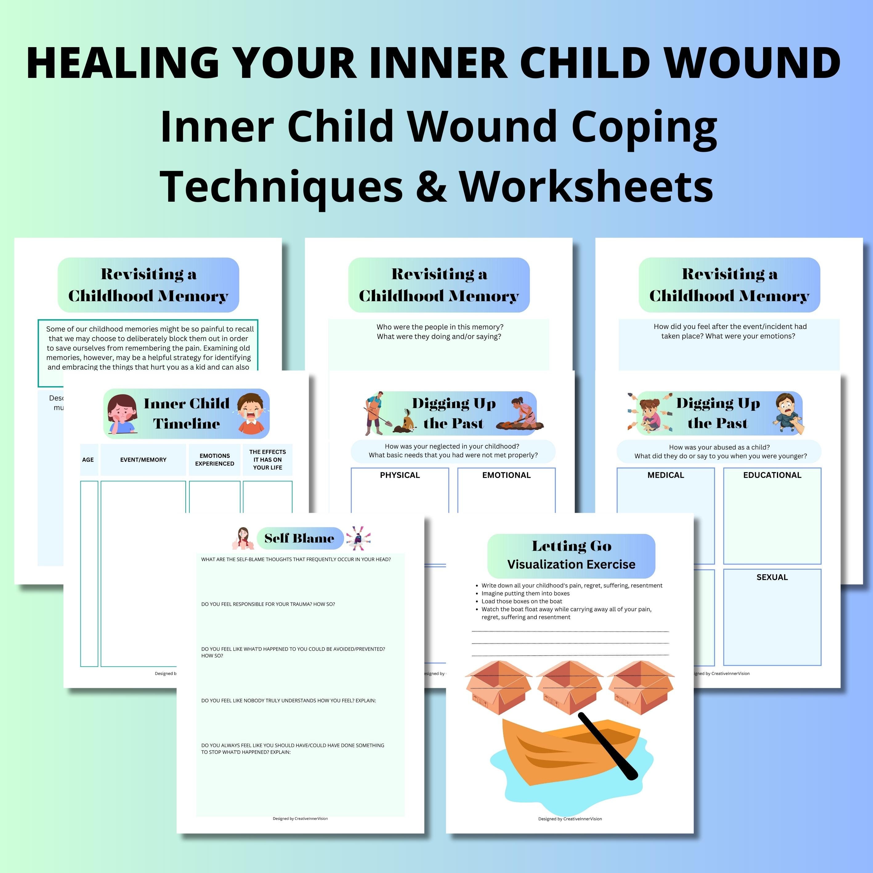 Heal Your Inner Child Workbook Journal BUNDLE, Reparenting Inner Child ...