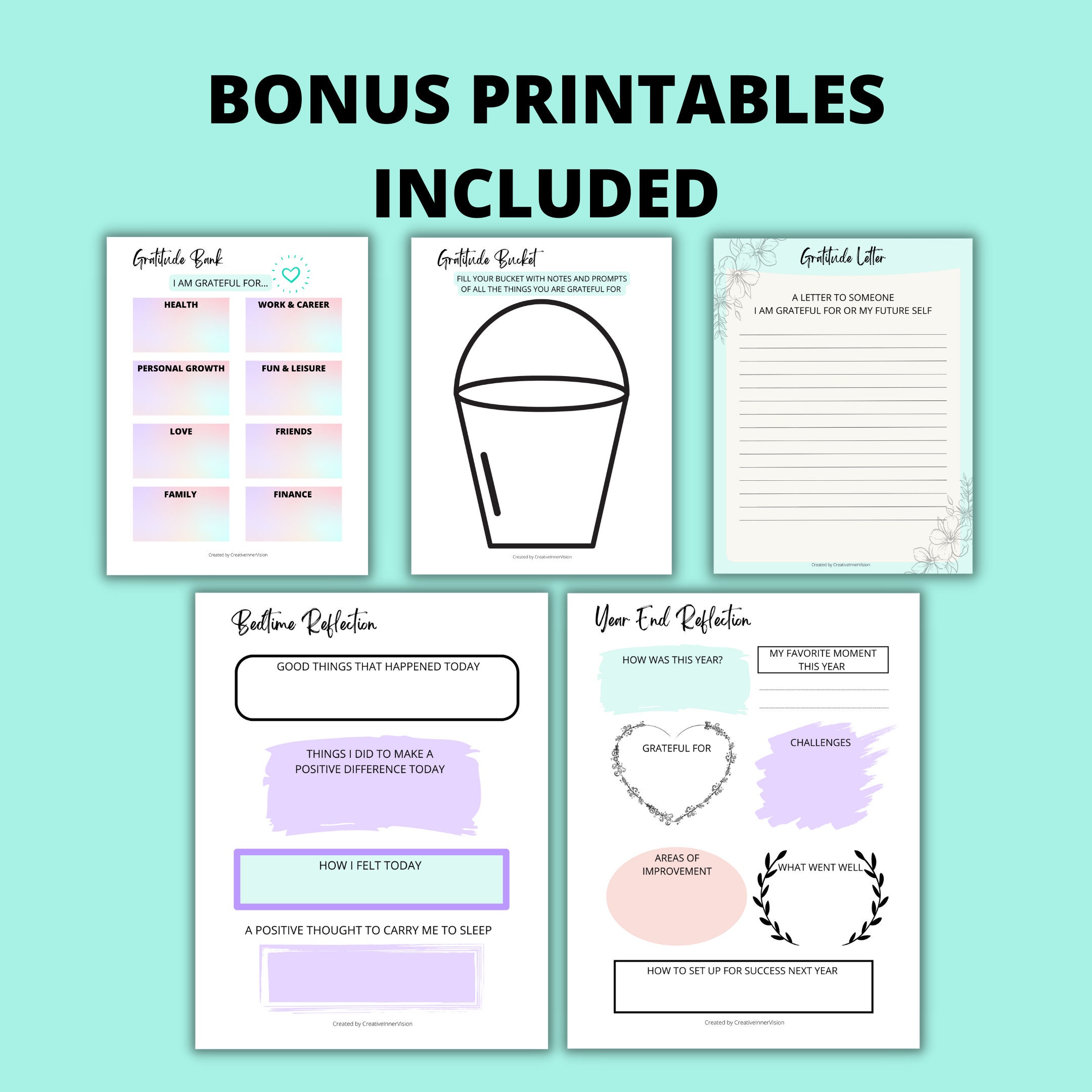 Gratitude Journal Printable BUNDLE! Gratitude Template, Daily Gratitude ...