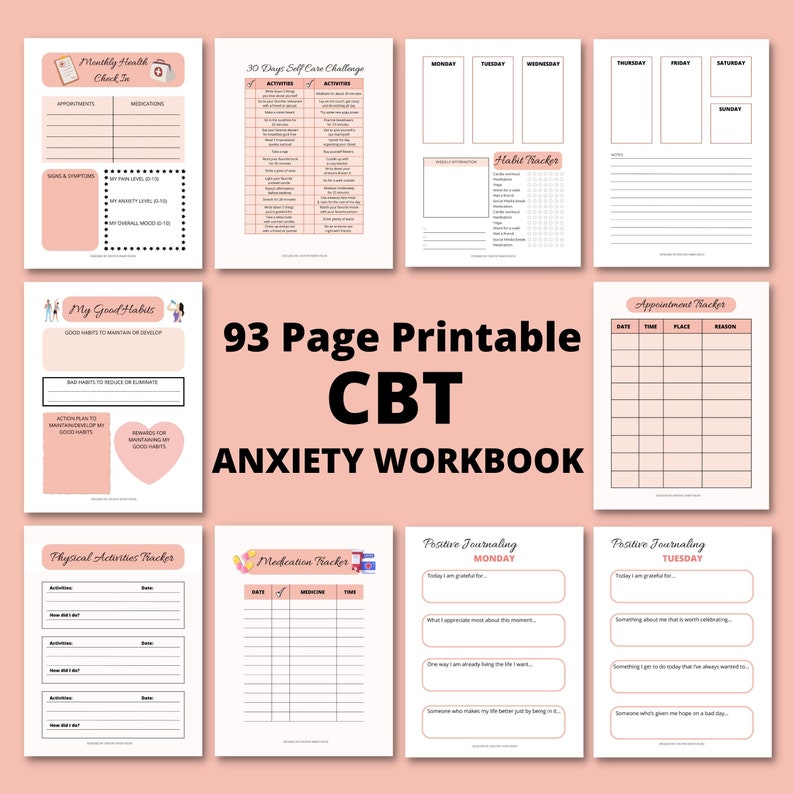 CBT Anxiety Journal Printable, Manage Worries Workbook, Anxiety ...