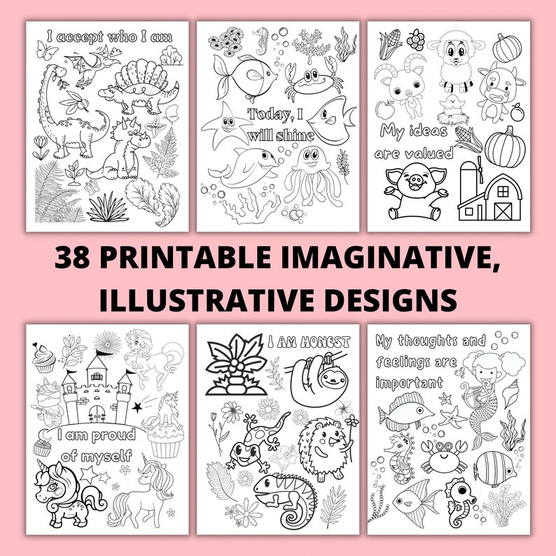 Mindfulness Coloring Pages for Girls Age 3-9, PRINTABLE, Unicorns and ...