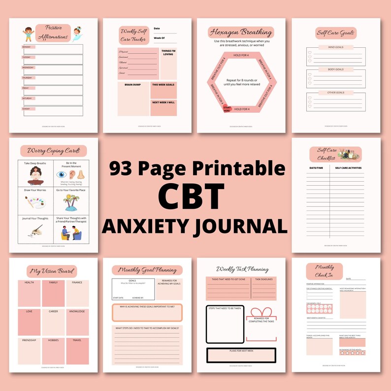 CBT Anxiety Journal Printable, Manage Worries Workbook, Anxiety ...