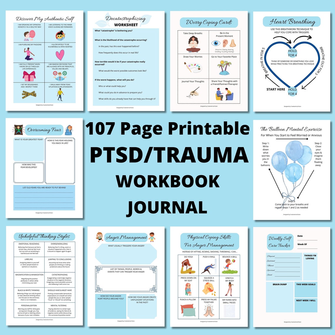 Trauma/ptsd Processing Workbook Journal Printable CBT Anxiety - Etsy