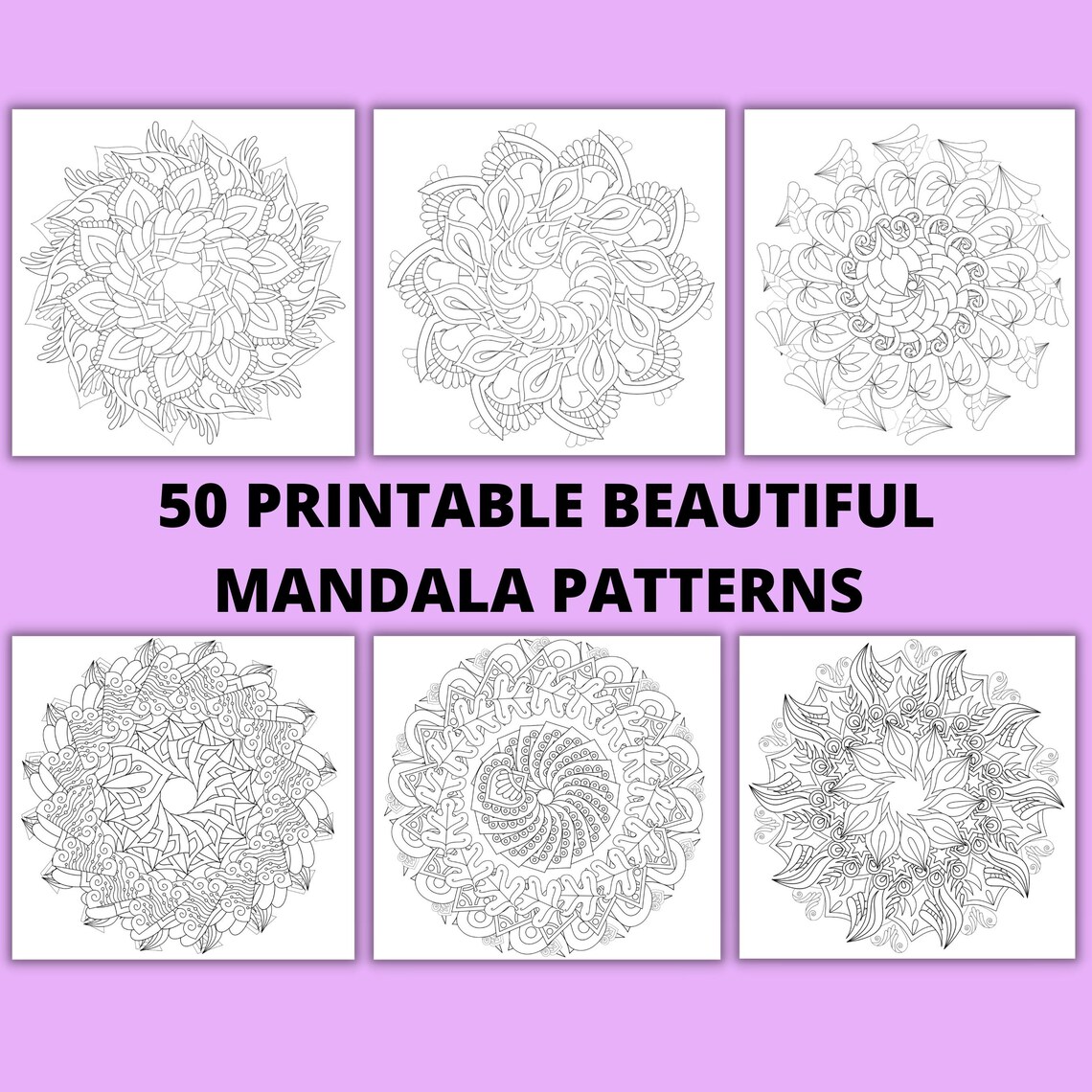 50 Beautiful Mandalas: PRINTABLE Coloring Pages for Stress and Anxiety ...