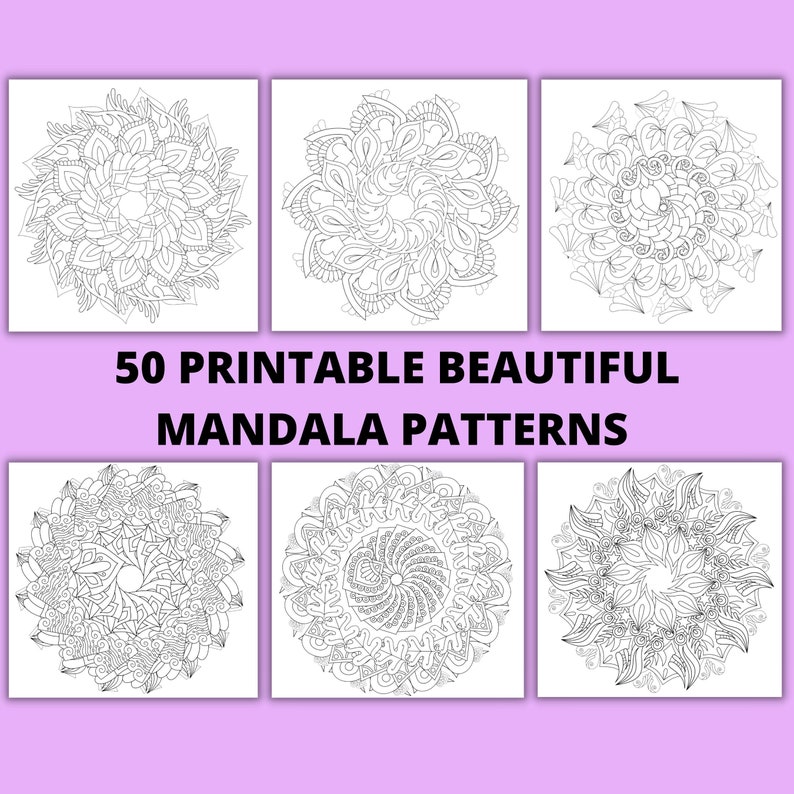 50 Beautiful Mandalas: PRINTABLE Coloring Pages for Stress and Anxiety ...