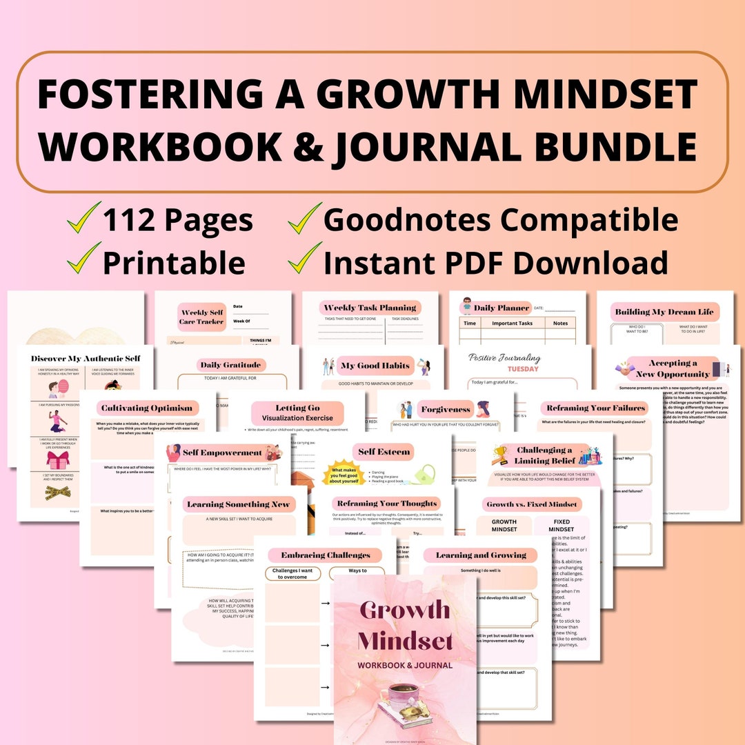Growth Mindset Bundle Worksheets, Growth Mindset Workbook & Journal ...