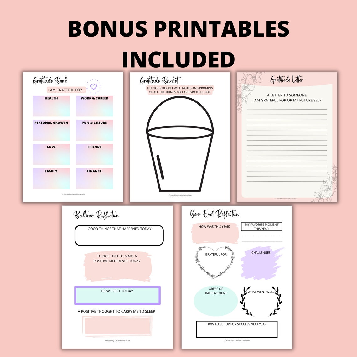 Gratitude Journal Printable BUNDLE Gratitude Template Daily - Etsy