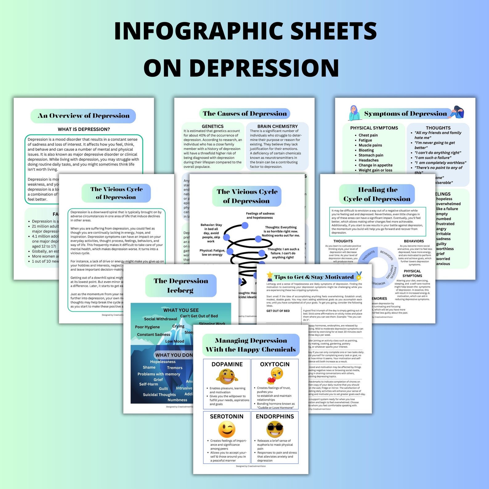 Depression Workbook, Depression Journal, Depression Worksheets, CBT ...