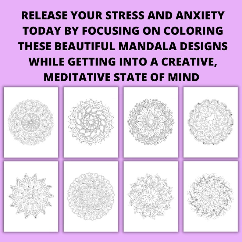 50 Beautiful Mandalas: PRINTABLE Coloring Pages for Stress and Anxiety ...