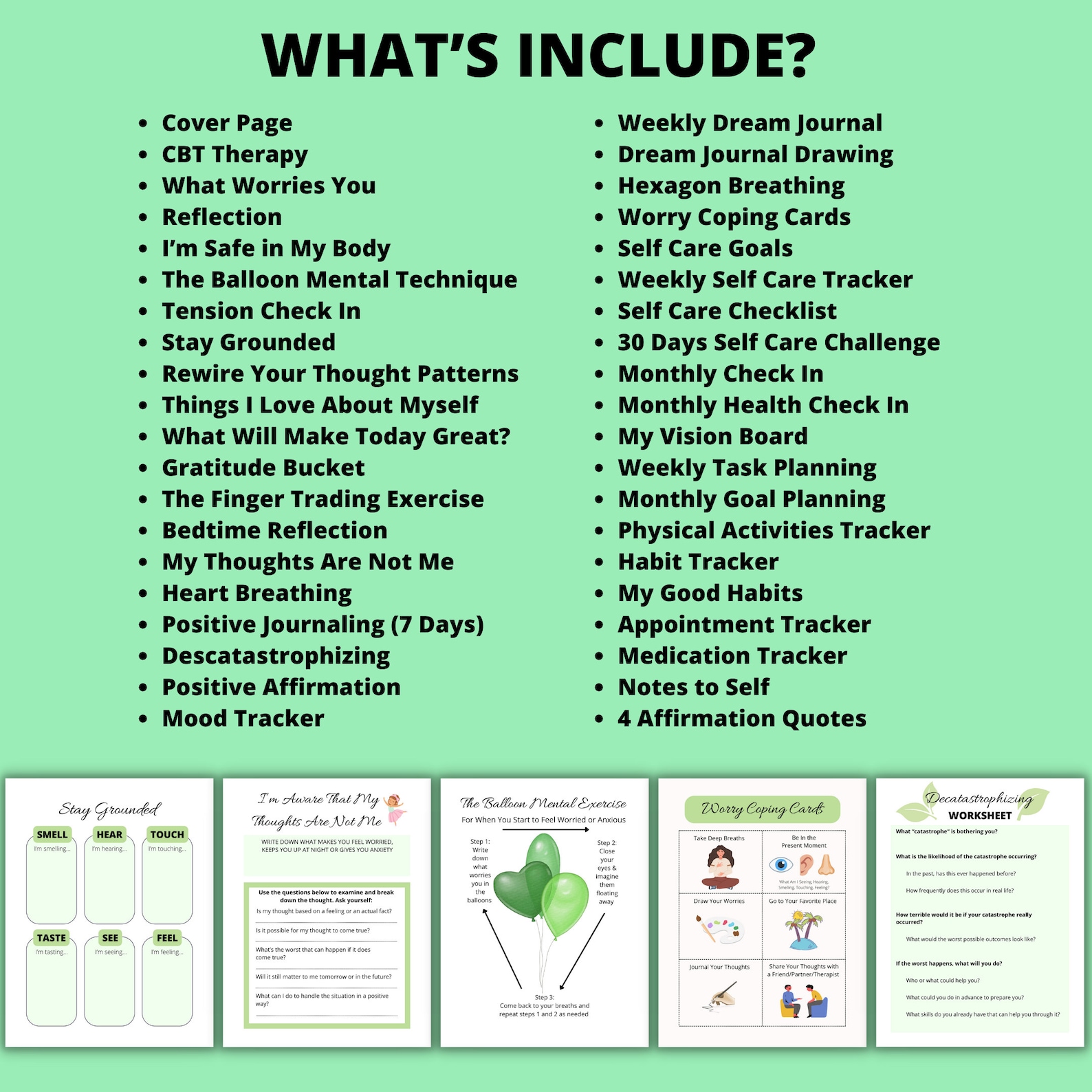 CBT Anxiety Journal Printable, Manage Worries Workbook, Anxiety ...