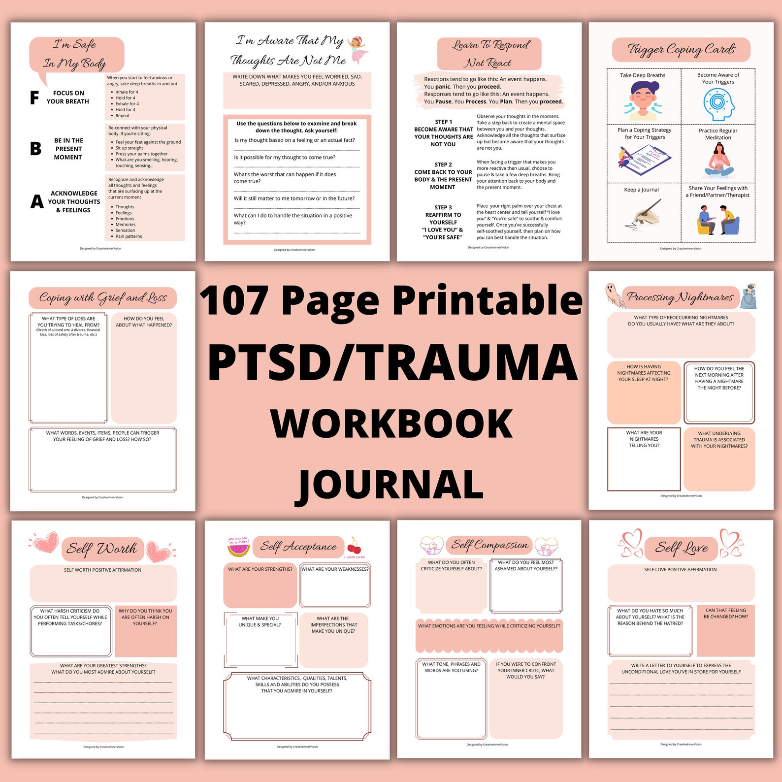 Trauma/ptsd Processing Workbook Journal Printable, CBT Anxiety Workbook ...