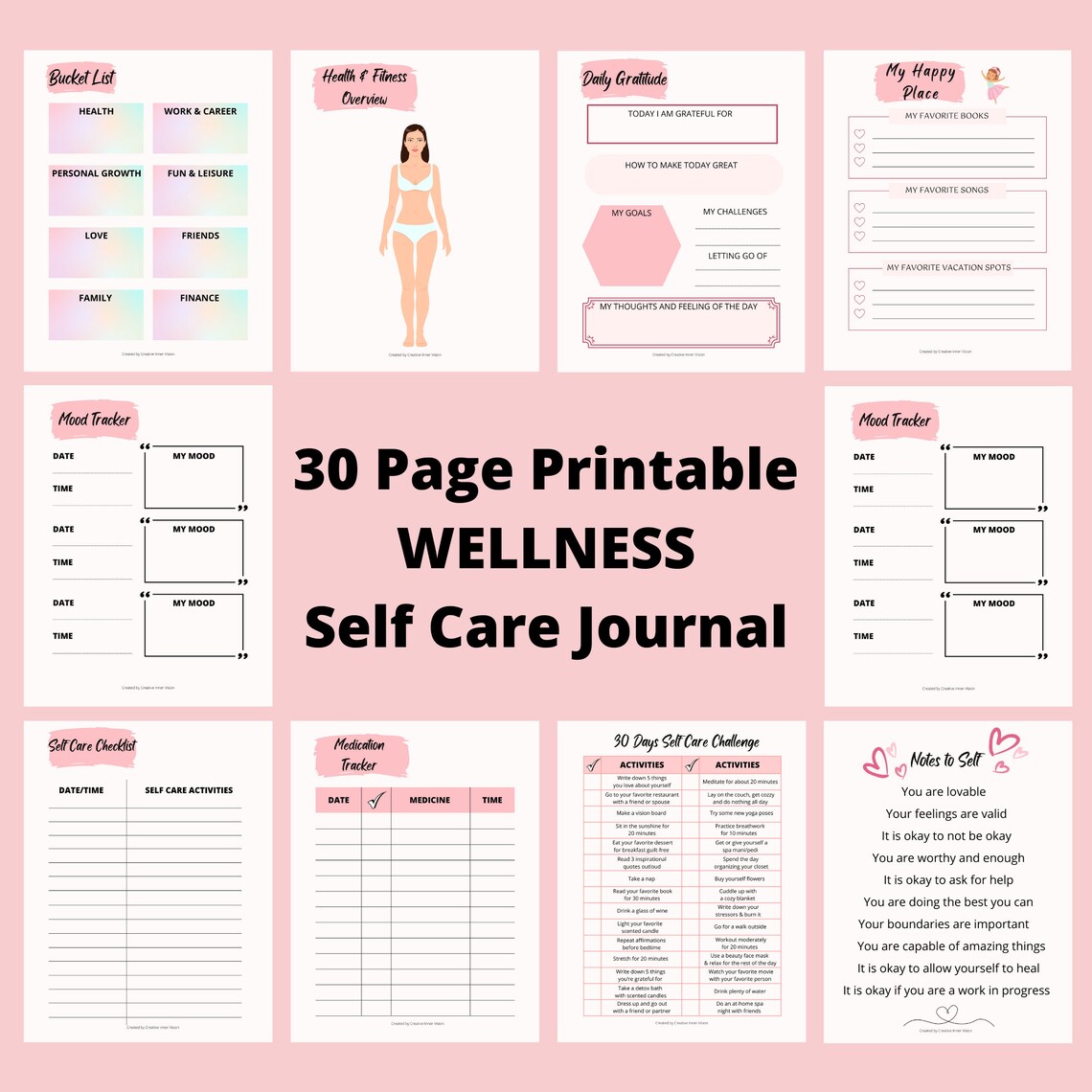 Self Care Journal Printable, Wellness Journal, Self Love Journal, Self ...