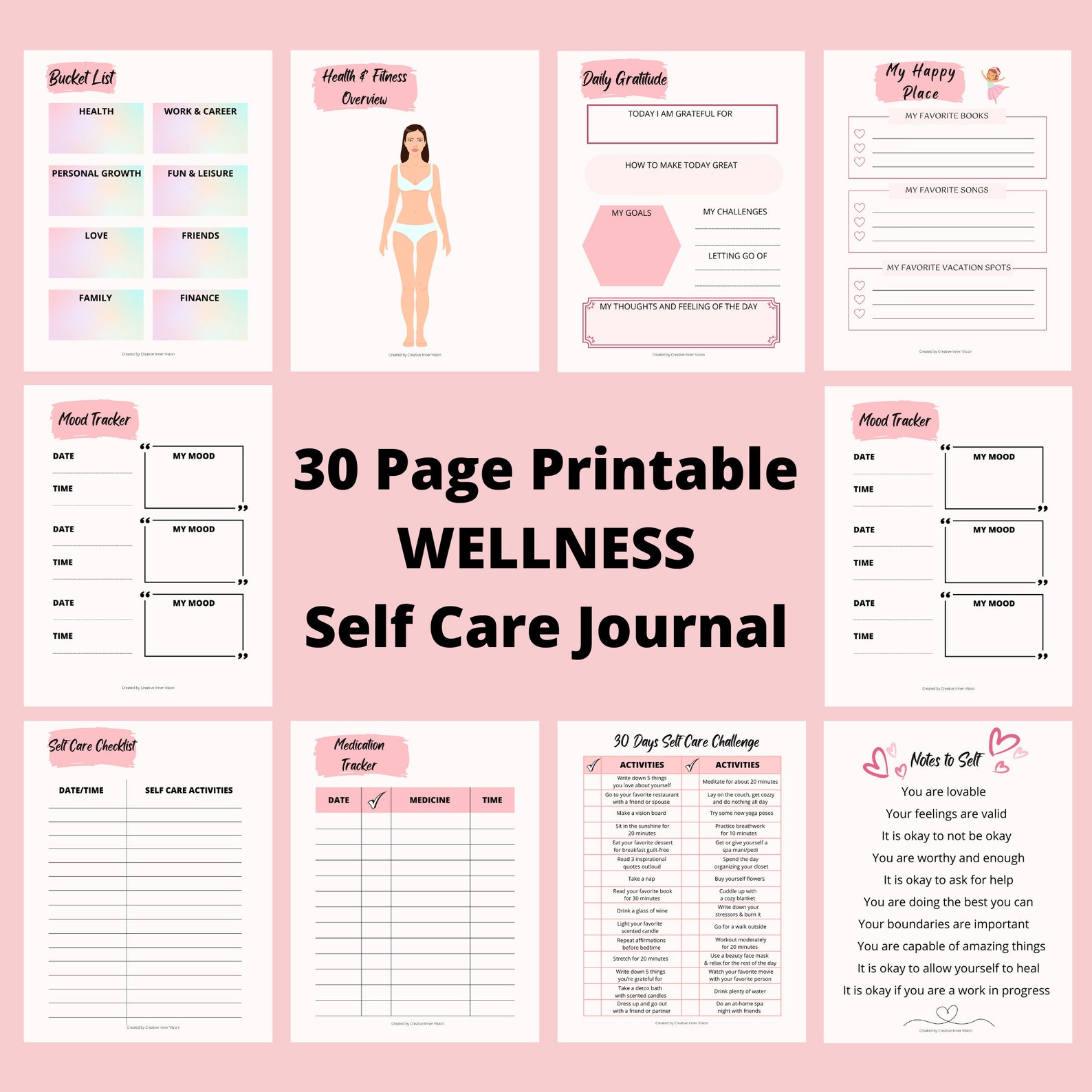 Self Care Journal Printable, Wellness Journal, Self Love Journal, Self ...