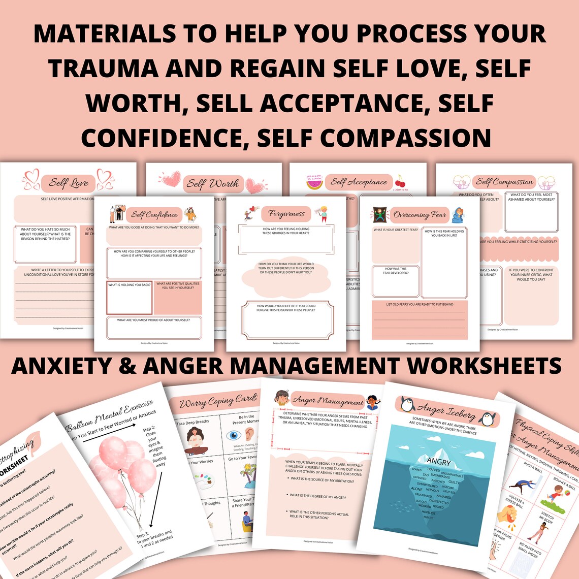 Trauma/ptsd Processing Workbook Journal Printable, CBT Anxiety Workbook ...