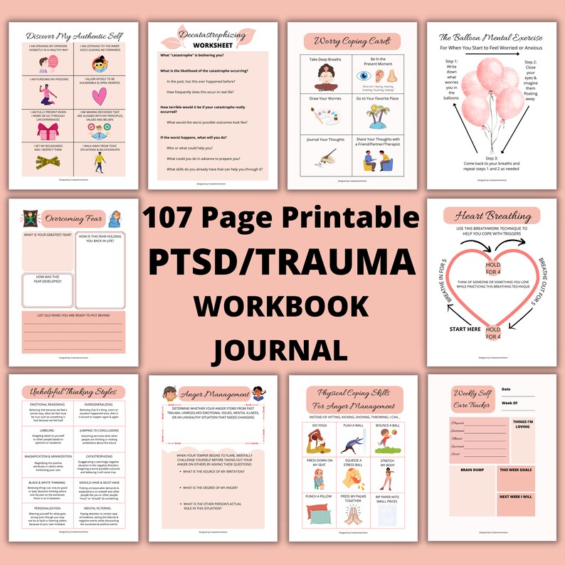 Trauma/ptsd Processing Workbook Journal Printable, CBT Anxiety Workbook ...