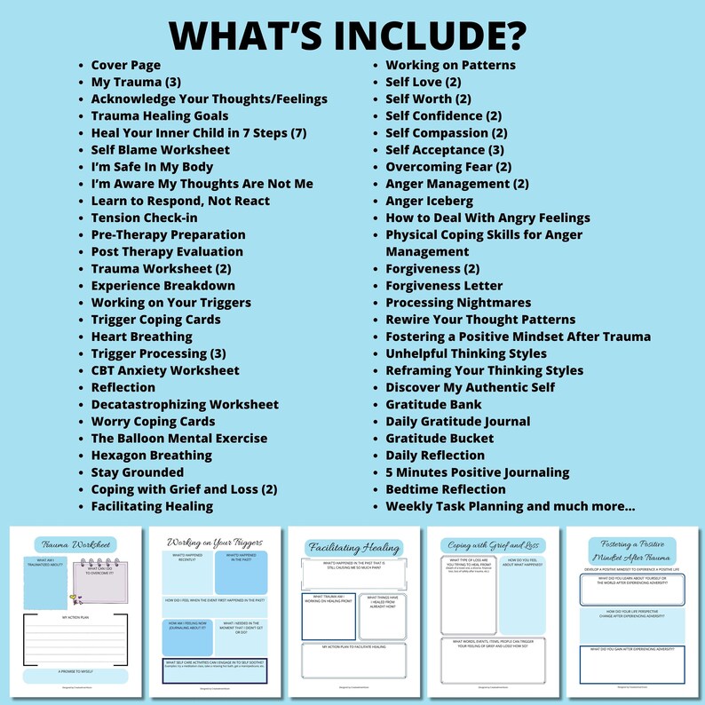 Trauma/ptsd Processing Workbook Journal Printable, CBT Anxiety Workbook ...