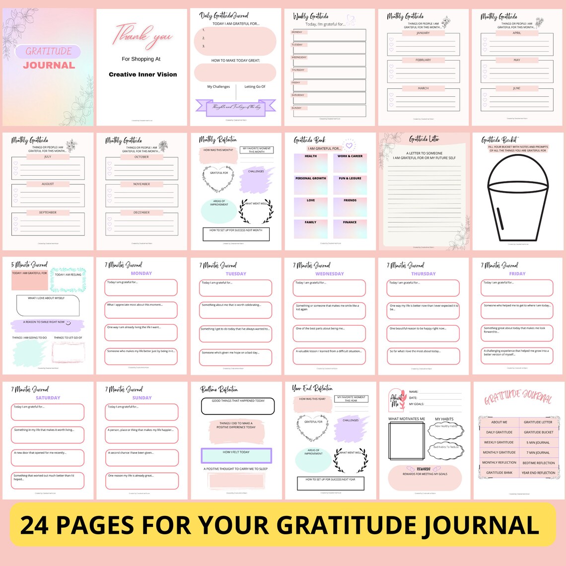 Gratitude Journal Printable BUNDLE Gratitude Template, Daily Gratitude ...