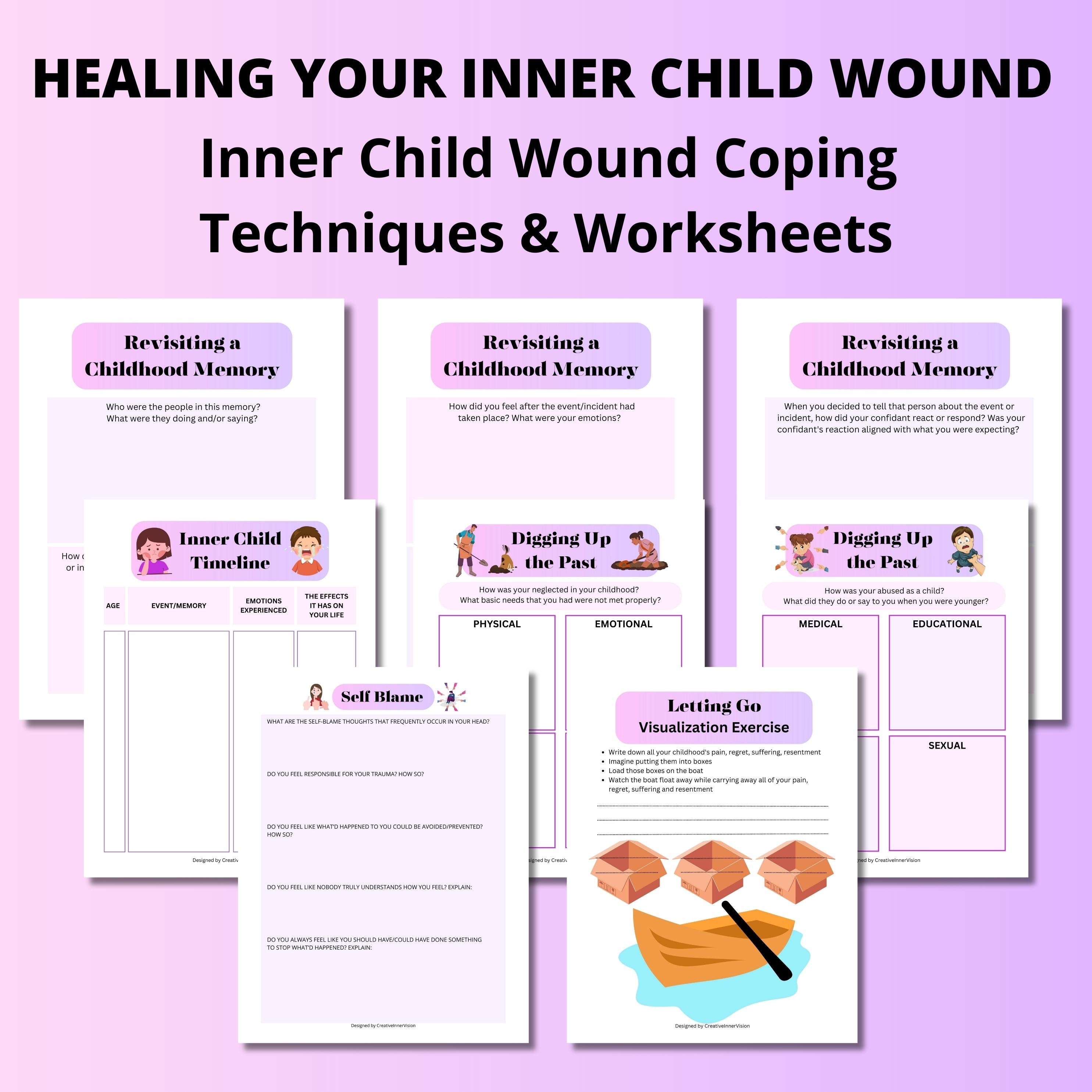 Heal Your Inner Child Workbook Journal BUNDLE, Reparenting Inner Child ...