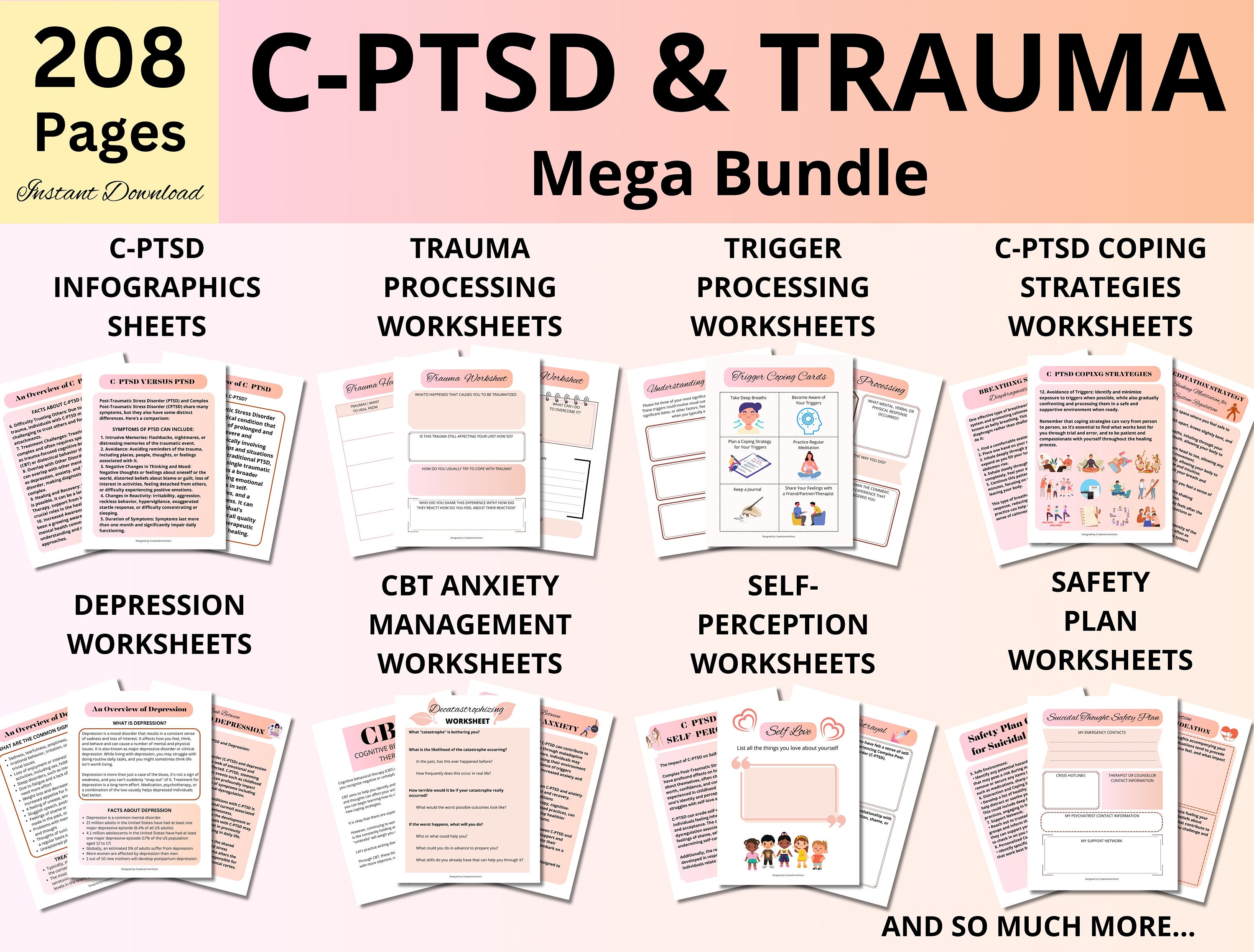 Trauma/ptsd, CPTSD Workbook Journal Printable, CBT Anxiety Workbook ...