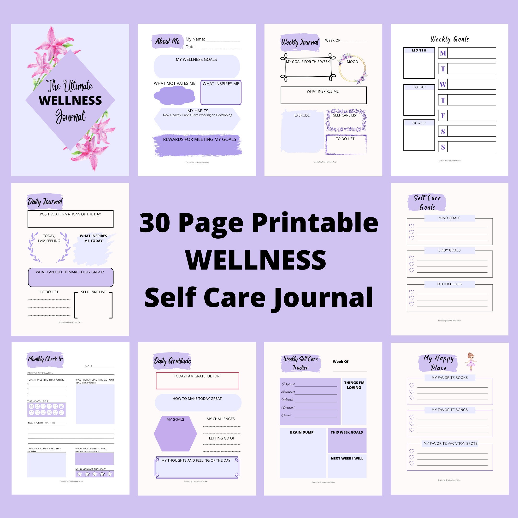 Self Care Journal Printable, Wellness Journal, Self Love Journal, Self ...