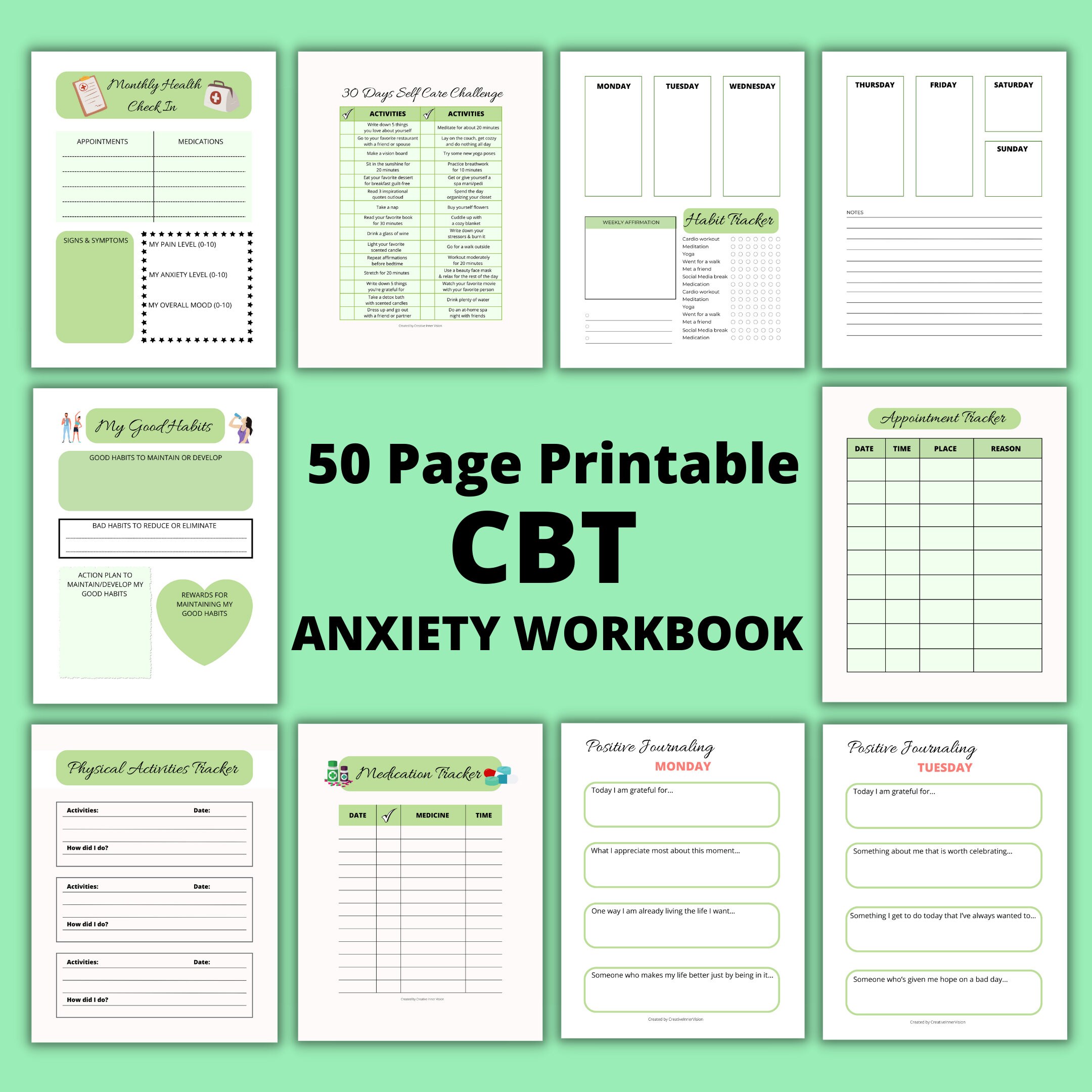 CBT Anxiety Journal Printable, Manage Worries Workbook, Anxiety ...