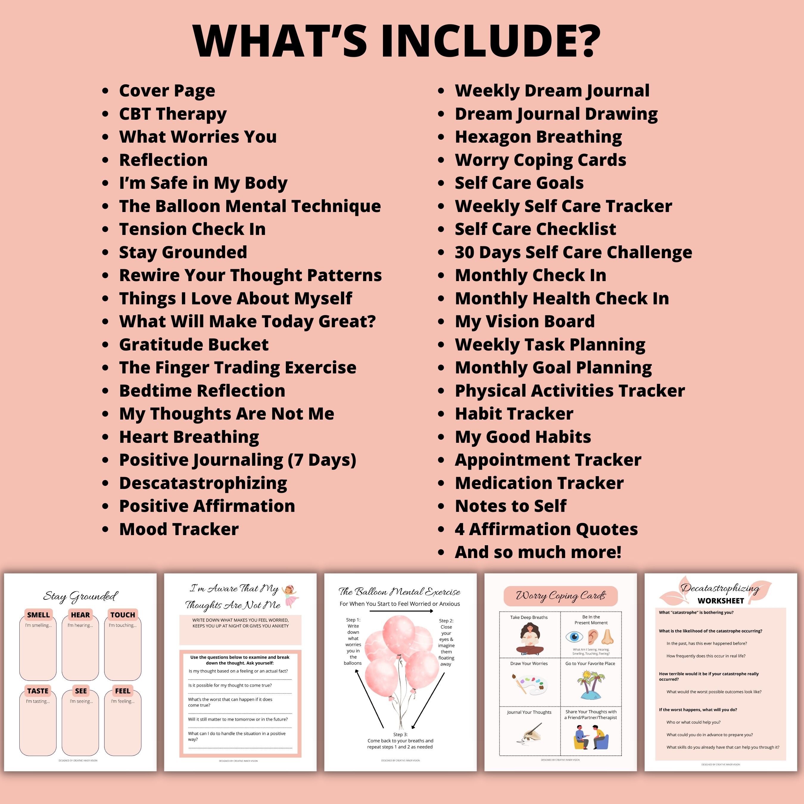 CBT Anxiety Journal Printable, Manage Worries Workbook, Anxiety ...