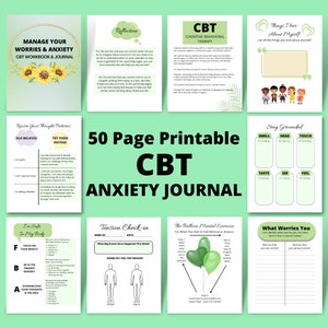 CBT Anxiety Journal Printable, Manage Worries Workbook, Anxiety ...