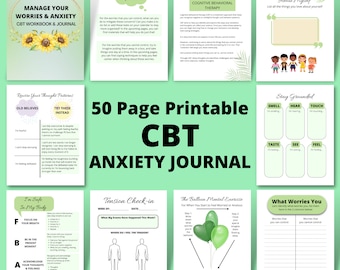 CBT Anxiety Journal Printable, Manage Worries Workbook, Anxiety ...