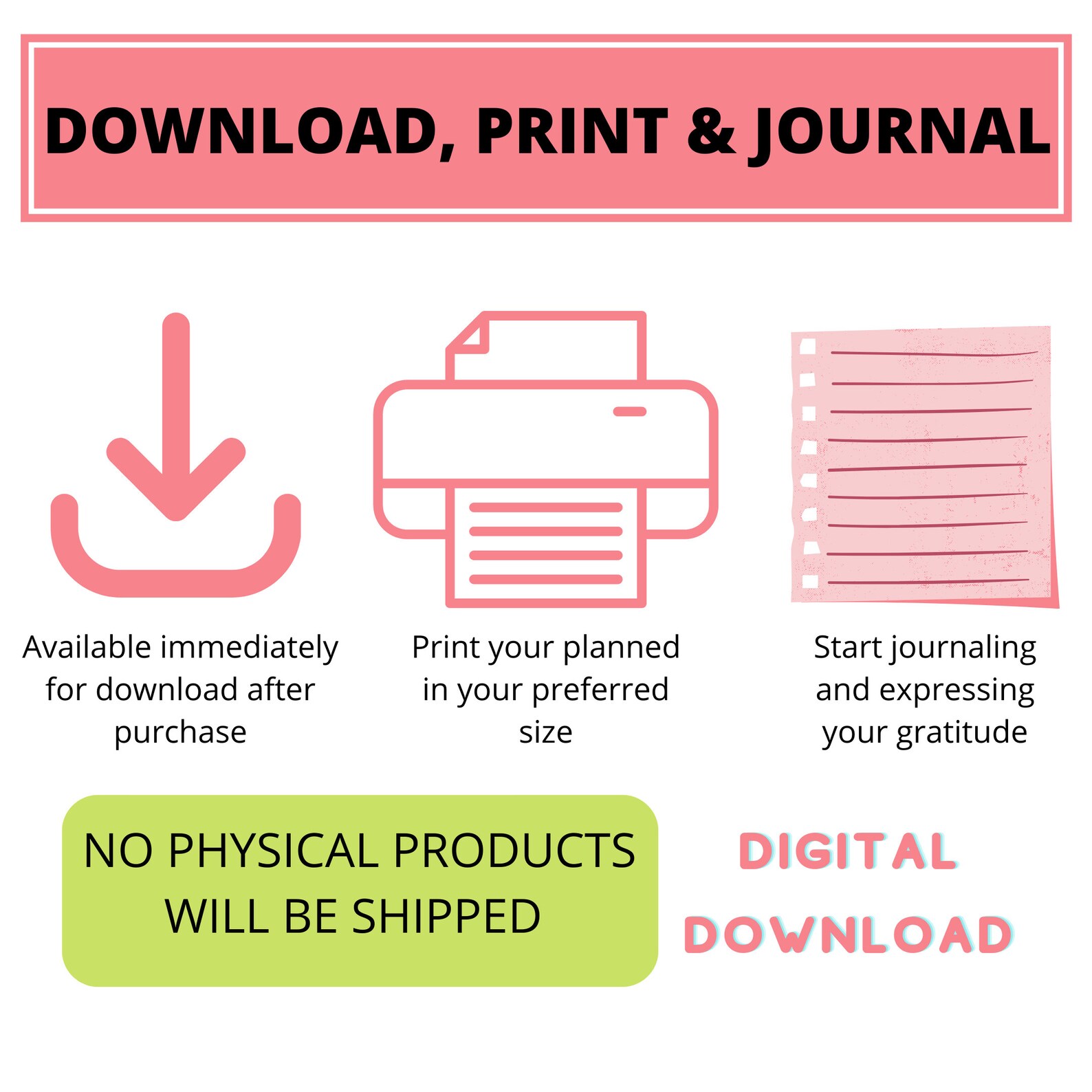 Gratitude Journal Printable BUNDLE Gratitude Template, Daily Gratitude ...