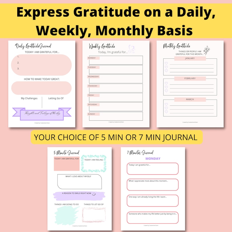 Gratitude Journal Printable BUNDLE Gratitude Template, Daily Gratitude ...