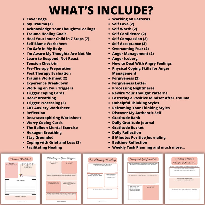 Trauma/ptsd Processing Workbook Journal Printable, CBT Anxiety Workbook ...