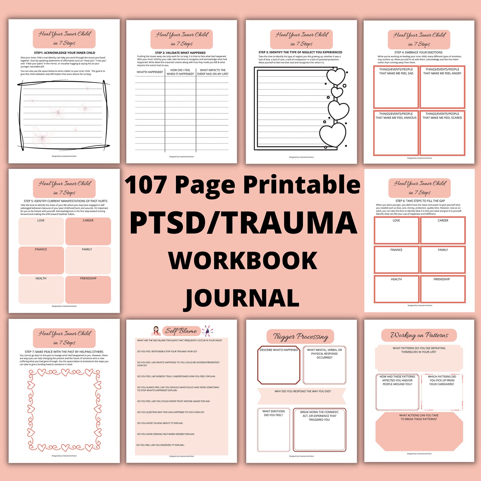 Trauma/ptsd Processing Workbook Journal Printable, CBT Anxiety Workbook ...