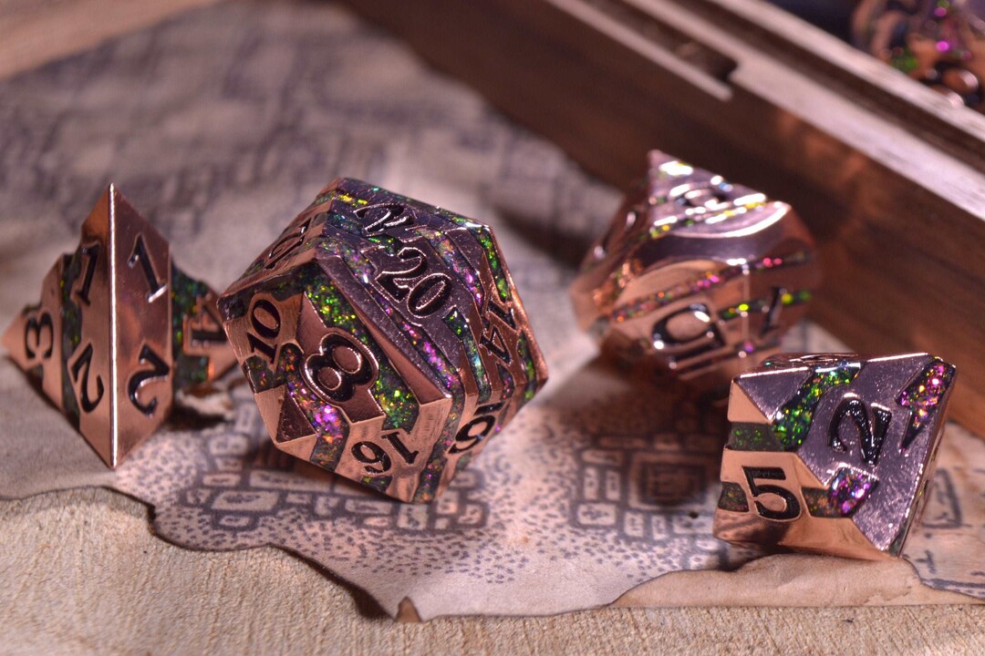 The Alchemist Metal Dice Set Copper Resin Fill Dungeons and Dragons ...