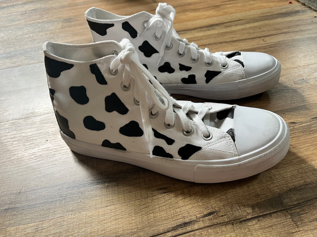 Cow Print Shoes - Etsy