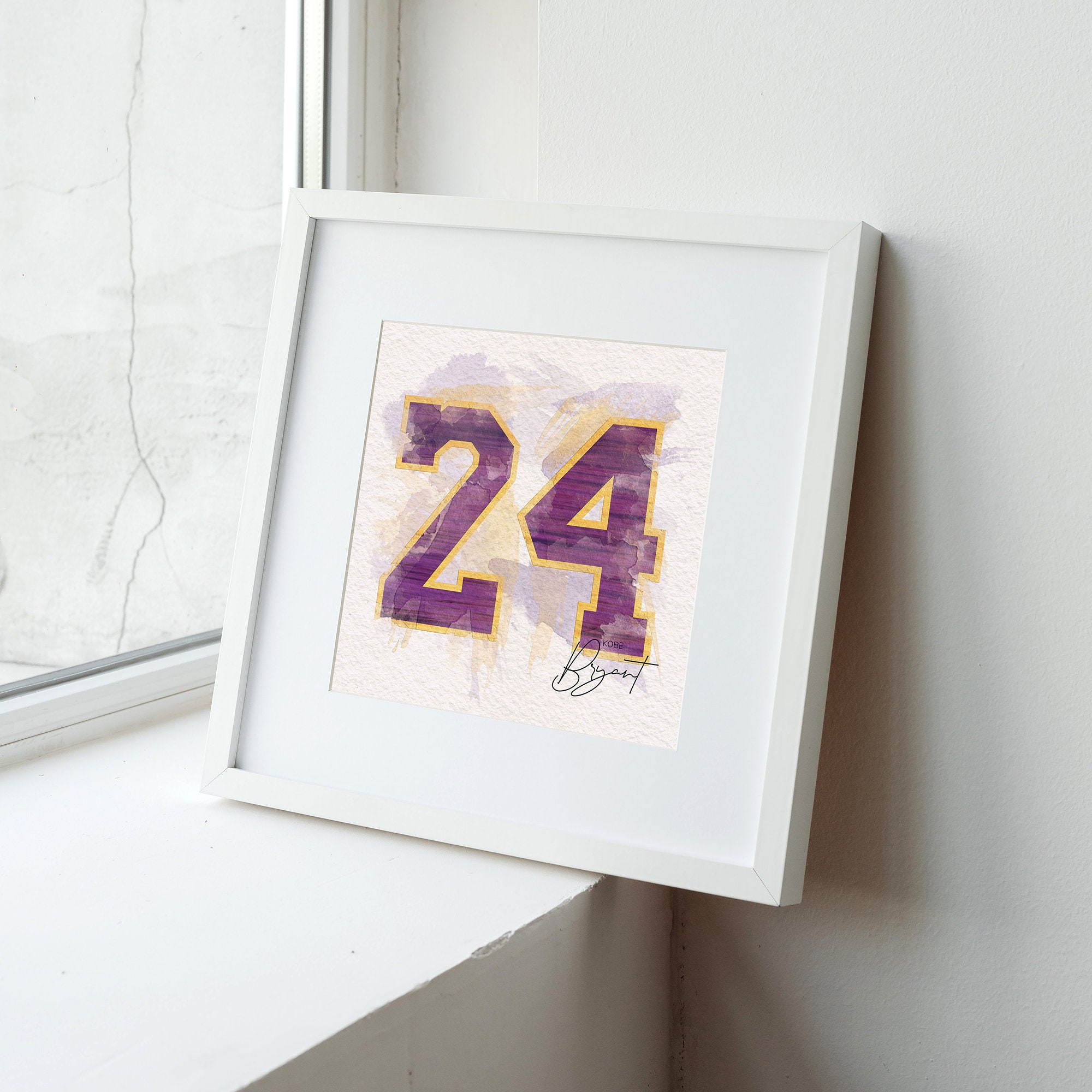 Kobe Bryant 24 | Basketball Player Watercolor Numbers | Printable - Etsy