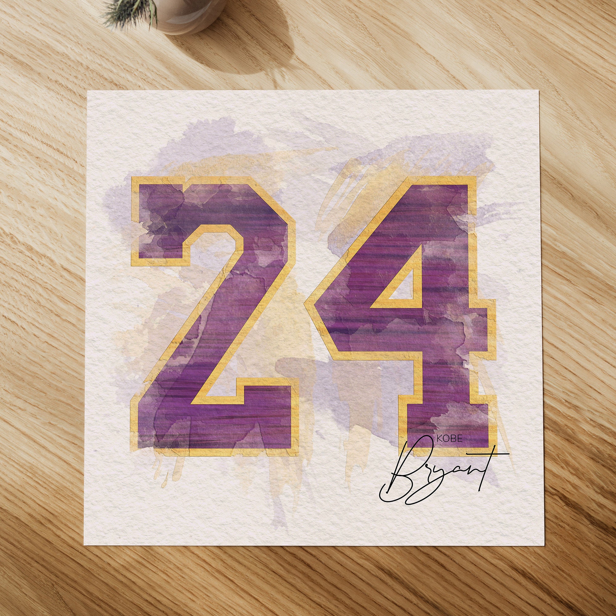 Kobe Bryant 24 | Basketball Player Watercolor Numbers | Printable - Etsy