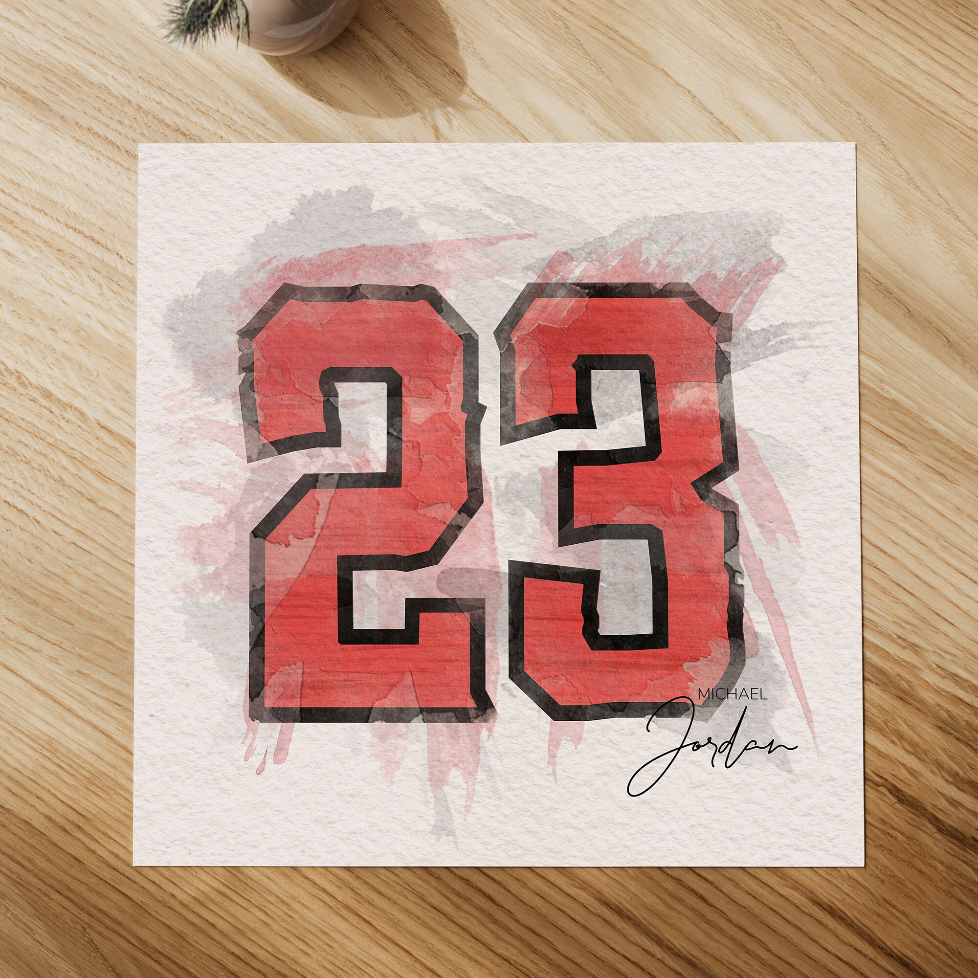 Michael Jordan | Basketball Player Watercolor Numbers | Printable - Etsy