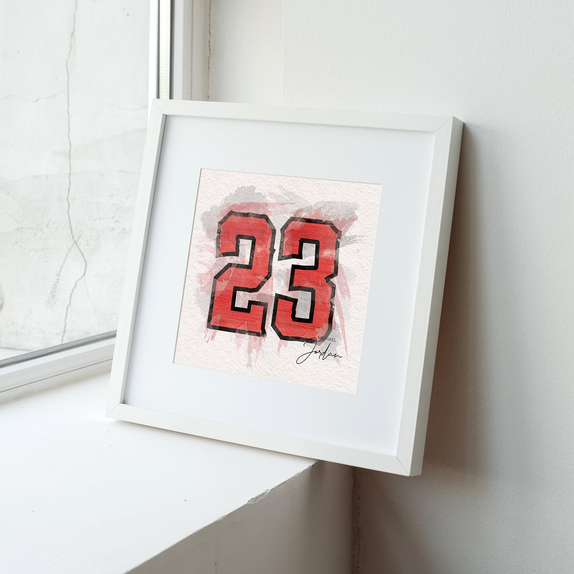 Michael Jordan | Basketball Player Watercolor Numbers | Printable - Etsy
