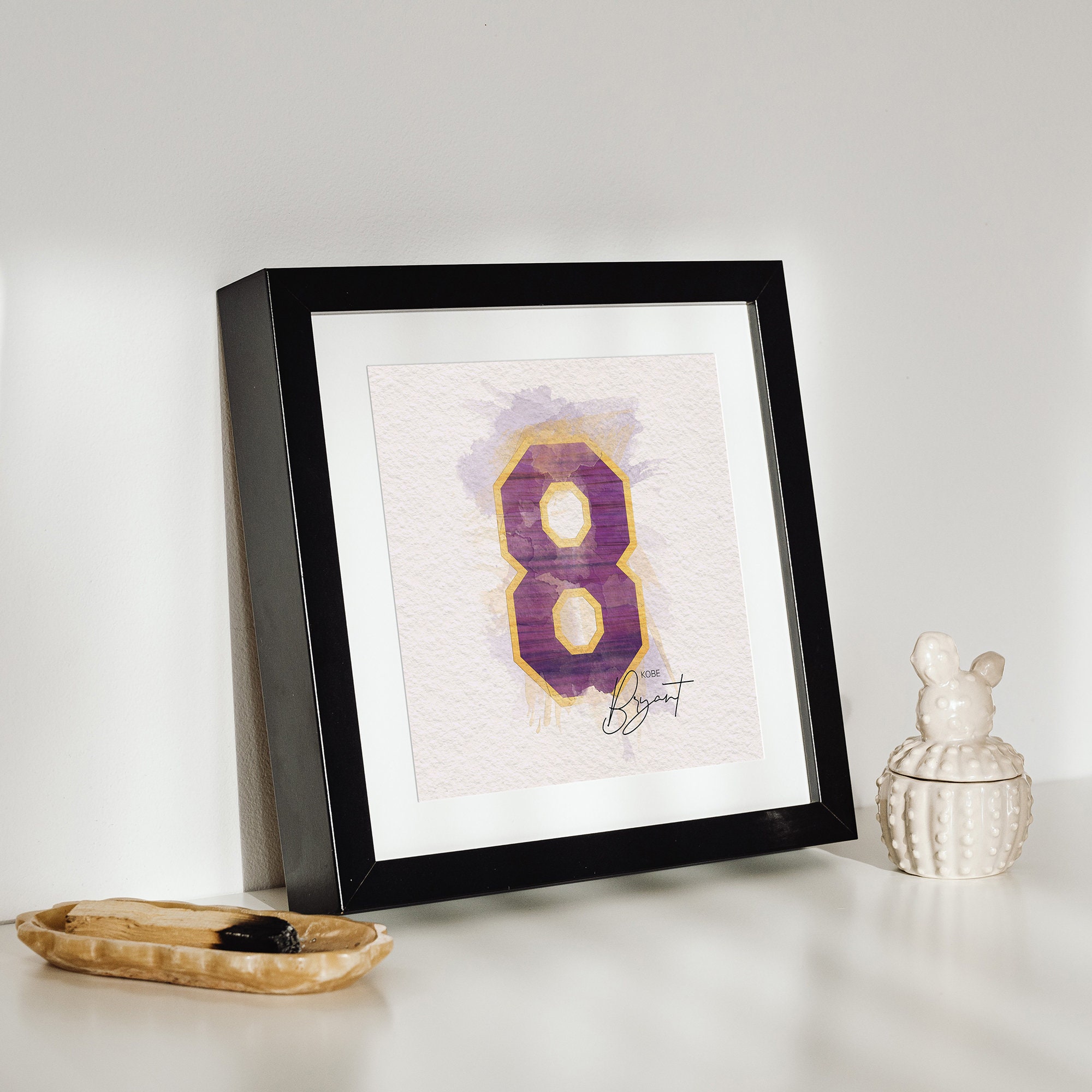Kobe Bryant 8 | Basketball Player Watercolor Numbers | Printable - Etsy
