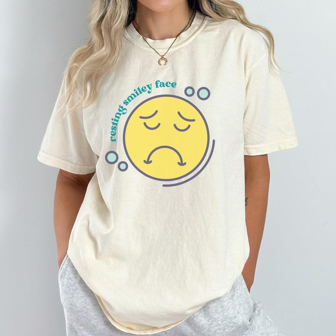 Resting Smiley Face Emoji T Shirt, Funny Resting Sad Face Pullover ...
