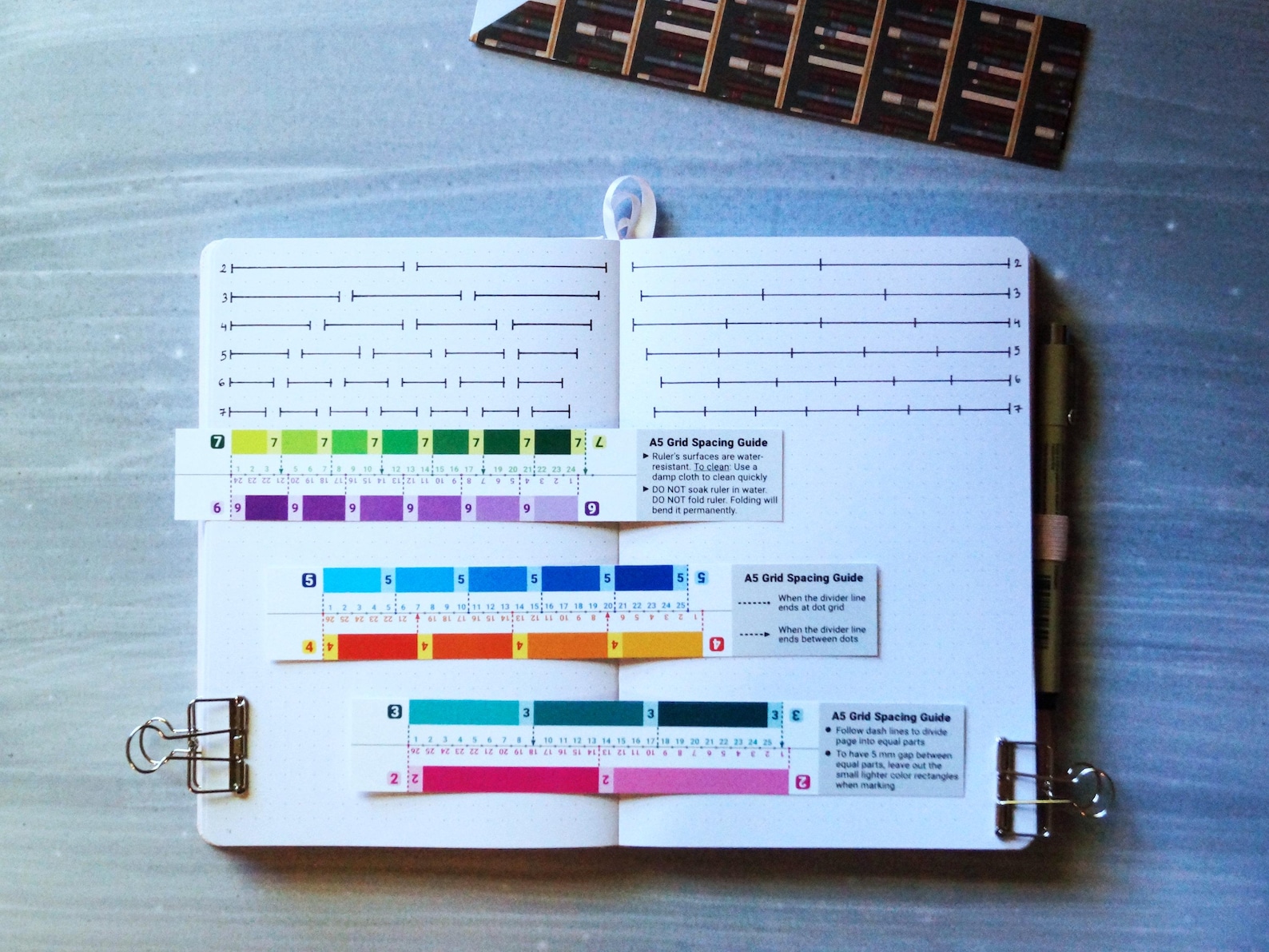 A5 Journal Grid Ruler Set | Handmade Colorful Grid Guide for A5 Planner ...