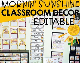 Groovy Sunshine Classroom Decor Bundle Boho Sun Theme Printable ...