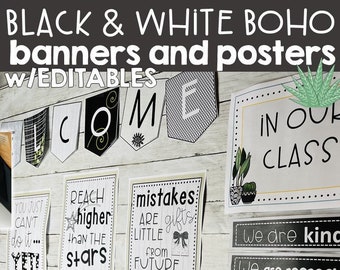 Classroom Bulletin Board Letters Editable in Canva Boho - Etsy