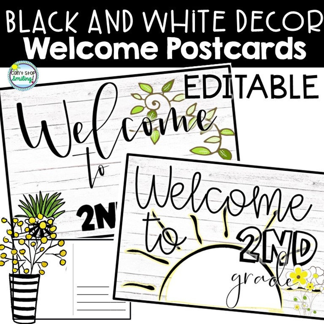 Editable Welcome Back to School Postcards in Black and White BOHO - Etsy