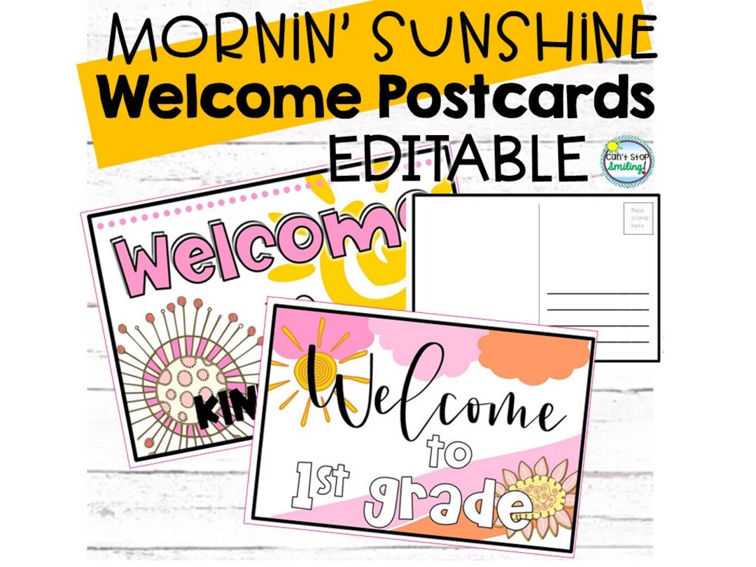 Sunshine Classroom Decor Welcome Back EDITABLE Postcards From Teacher ...