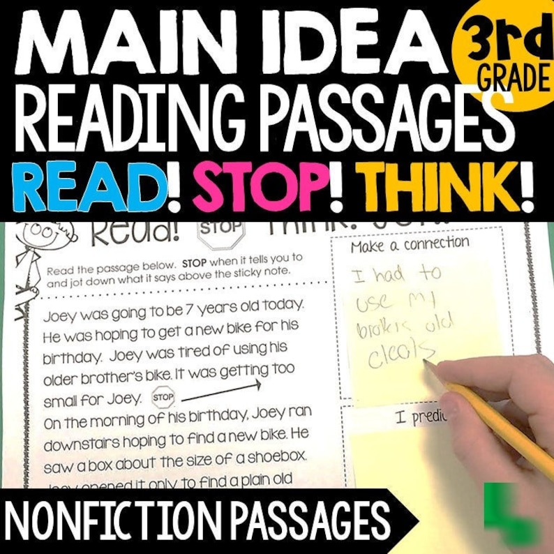 Reading Passages Focusing on Main Idea 3rd Grade - Etsy