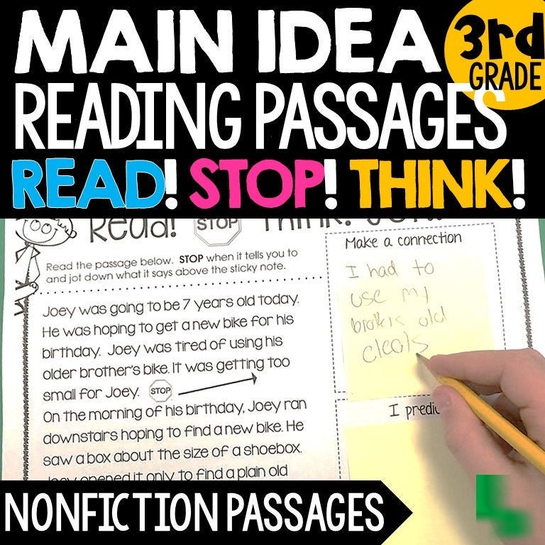 Reading Passages Focusing on Main Idea 3rd Grade - Etsy