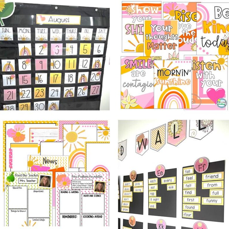 Sunshine Classroom Decor Bundle EDITABLE - Etsy
